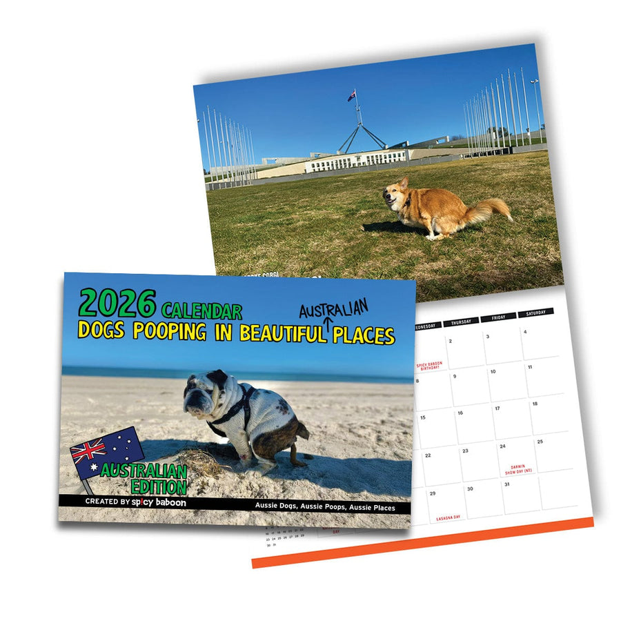 Dogs Pooping in Beautiful 'Australian' Places 💩🐶 - 2026 Calendar