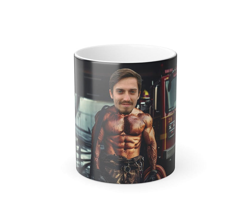 Sexy Firefighter Face upload - Personalised Heat Reveal Mug